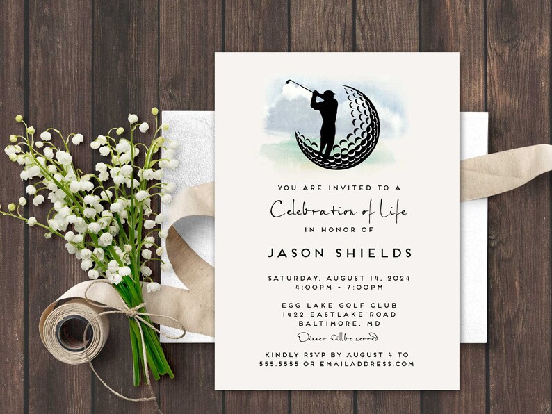 Celebration of Life Invitation Template Golf Funeral - Etsy
