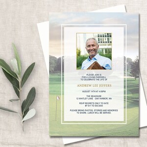 Celebration of Life Invitation Template, Golf Funeral Announcement ...