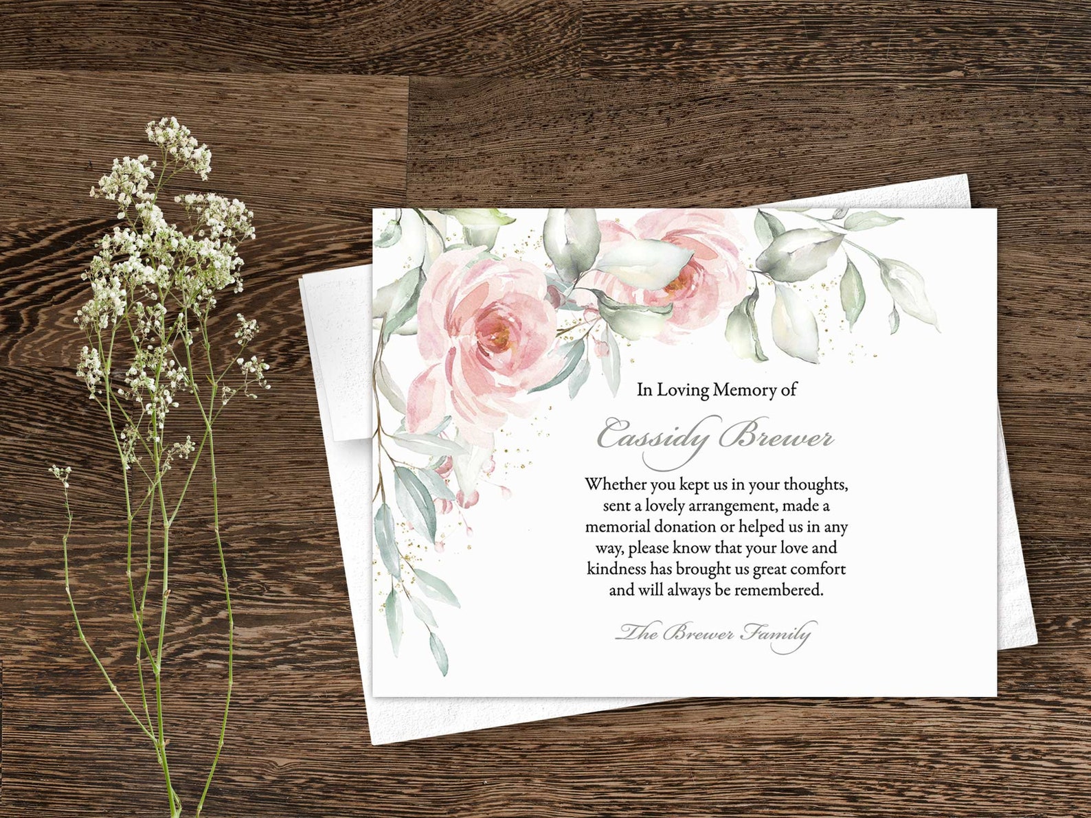 Sympathy Acknowledgement Cards Funeral Thank You and - Etsy