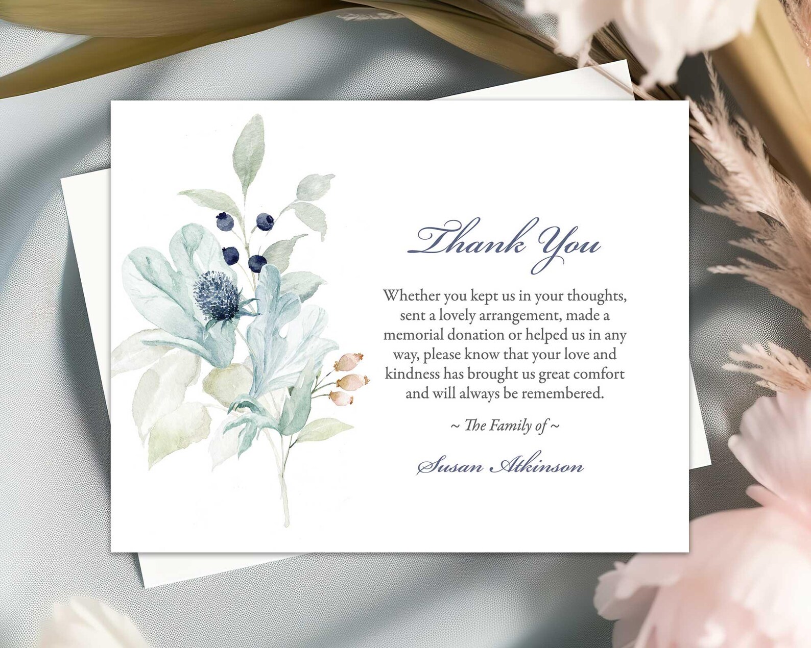 Sympathy Acknowledgement Cards, Funeral Thank You Bereavement Notes ...