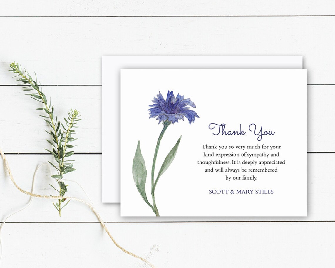 Funeral Acknowledgement Card Template Sympathy Thank You Note | Etsy