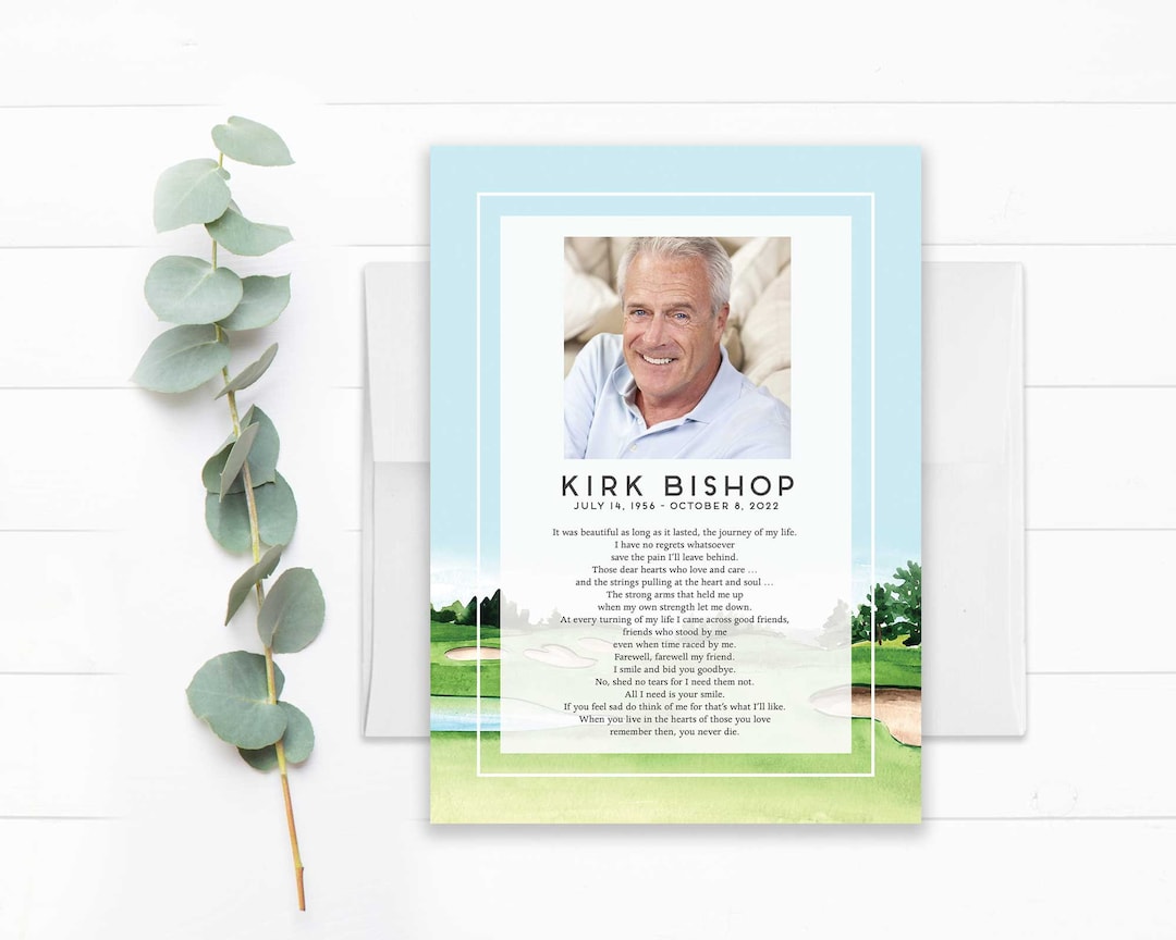 Golf Funeral Ideas, Memorial Poem Tribute Card Funeral Template Photo ...