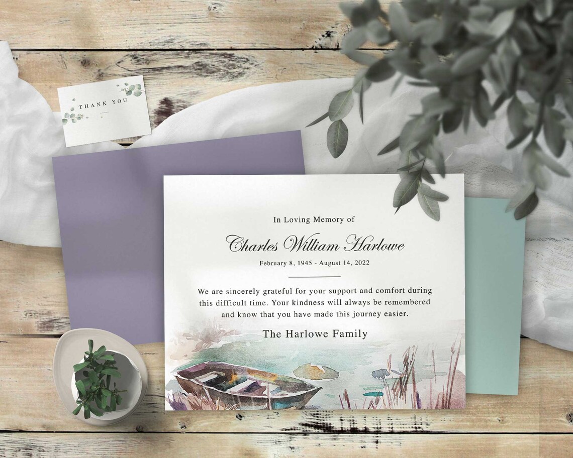 Funeral Thank You Cards, Printable Funeral Thank You Notes, Memorial ...