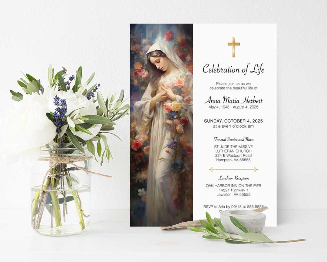 Funeral Card, Funeral Invitation Printable, Celebration of Life ...