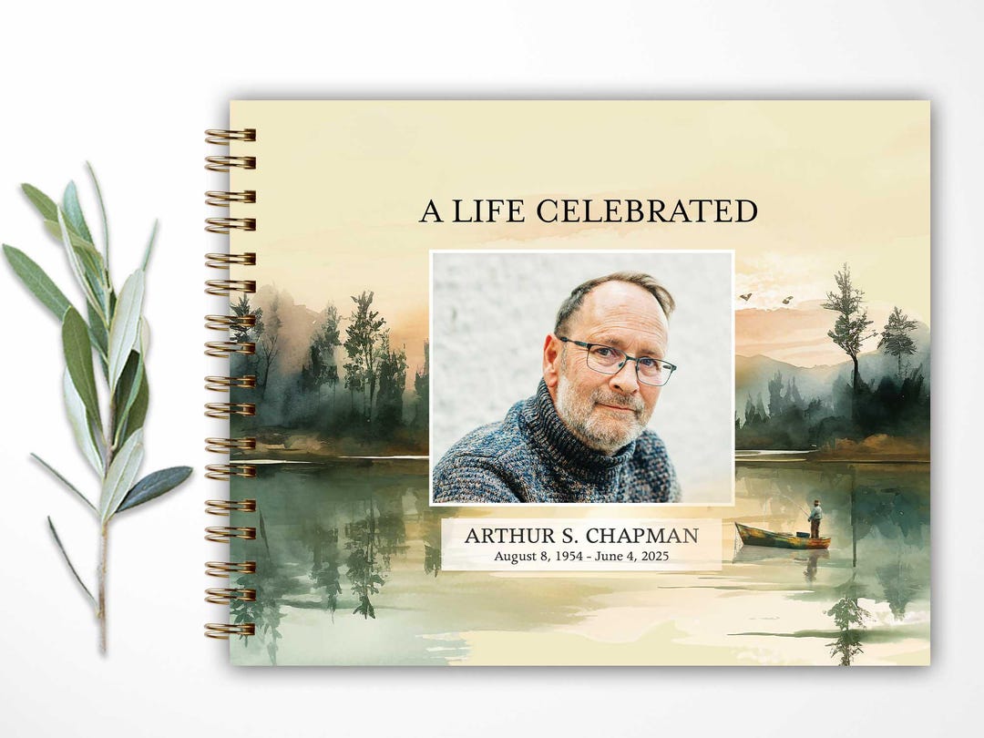 Funeral Guest Book Fisherman Funeral Sign in Book, Memorial Guest Book ...