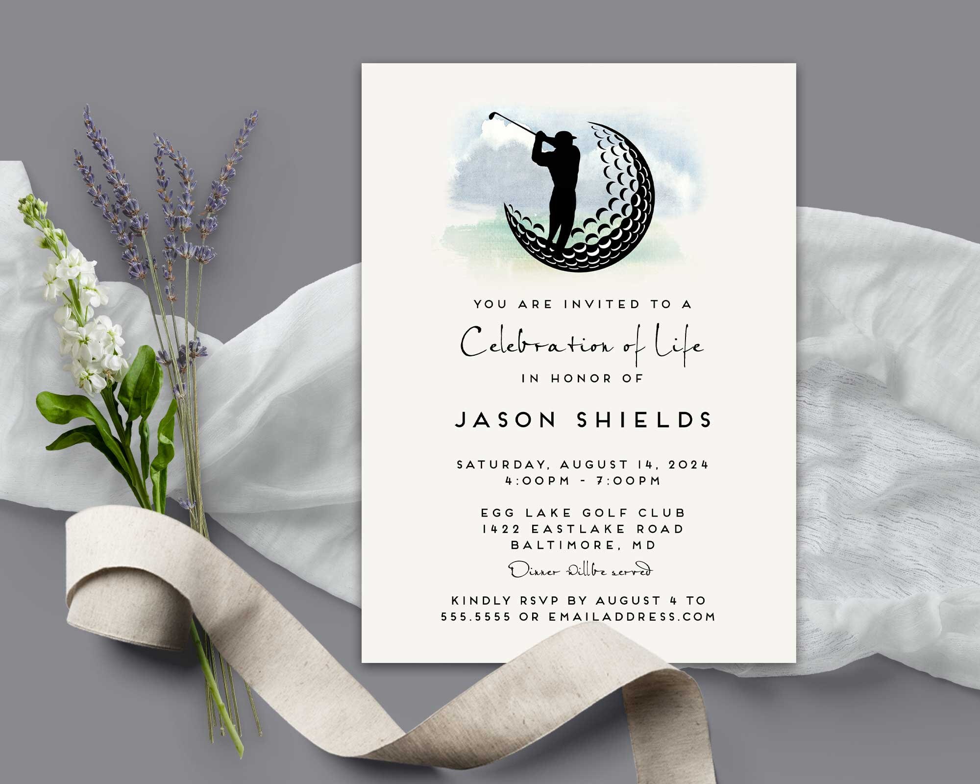 Celebration of Life Invitation Template Golf Funeral | Etsy