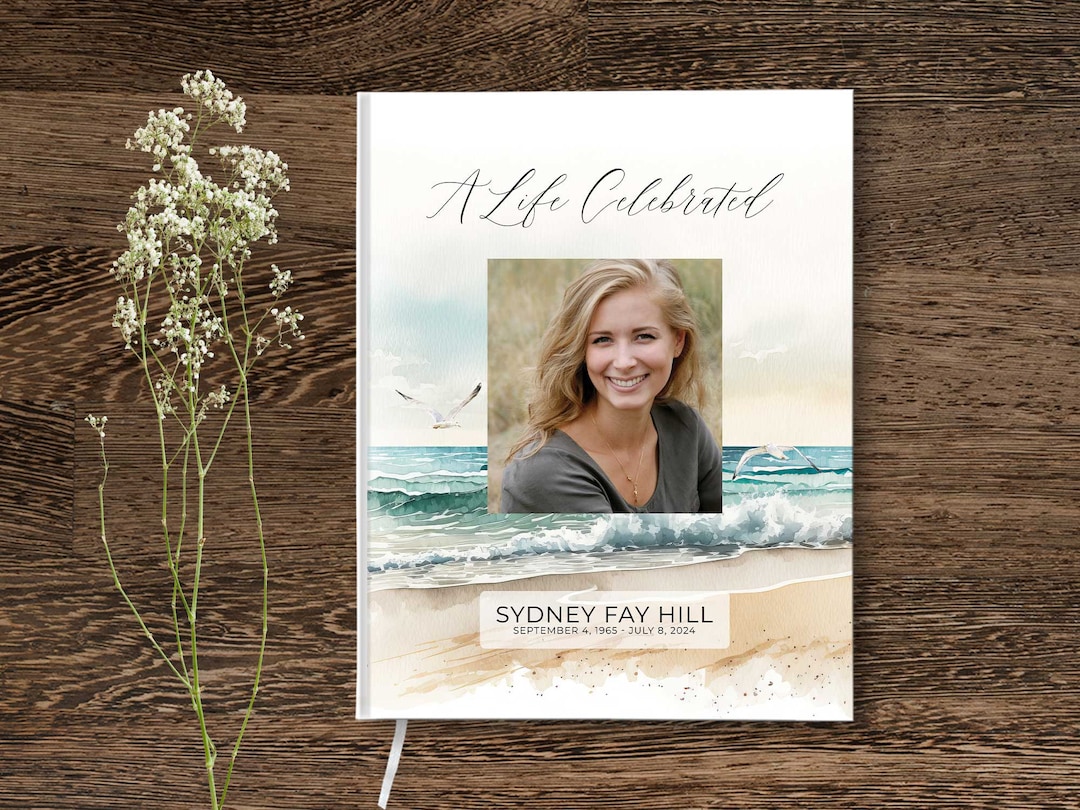Funeral Guest Book Beach Theme Celebration of Life Guest Registry ...