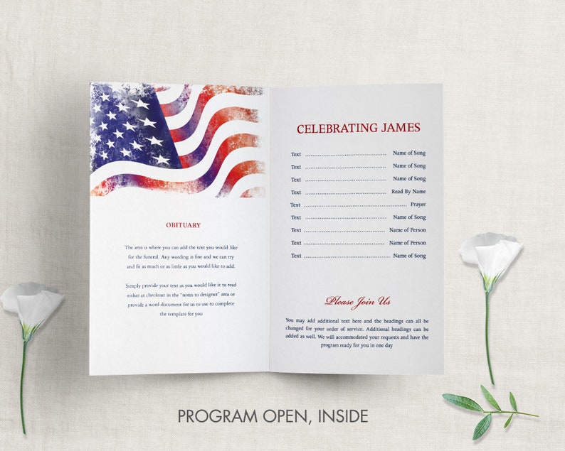 Military Funeral Program Template Printable Funeral program | Etsy