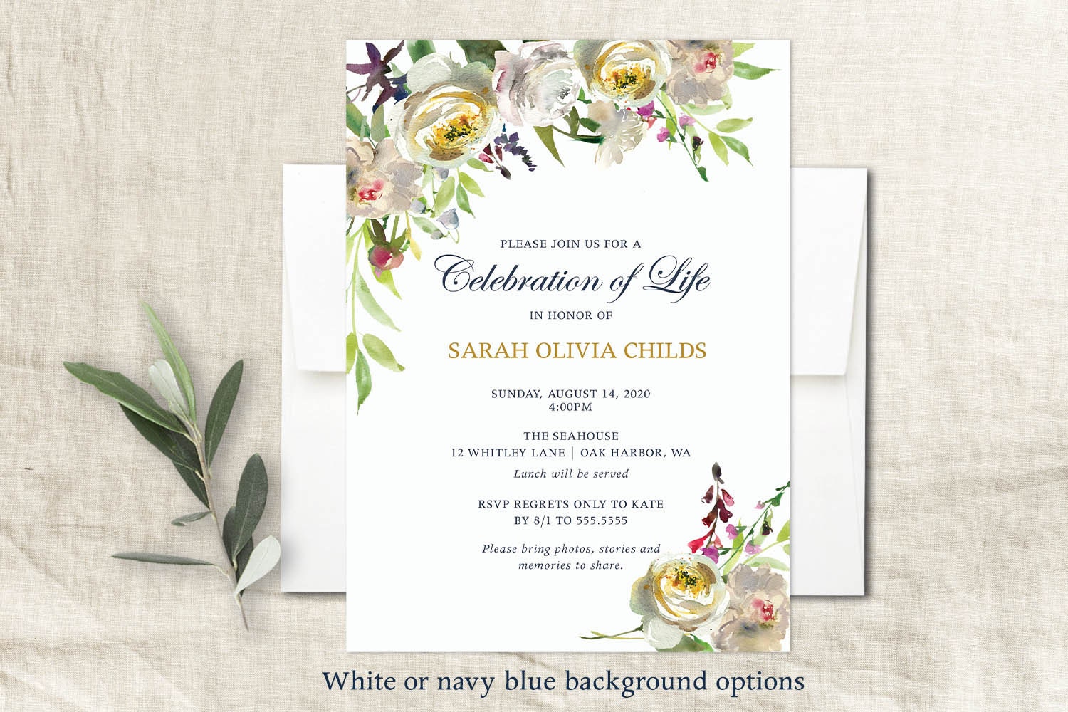Celebration of Life Memorial Invitation Printable Template - Etsy