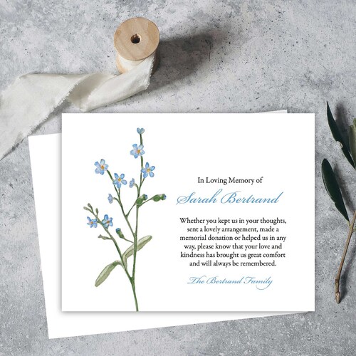 Sympathy Acknowledgement Cards Funeral Thank You and - Etsy