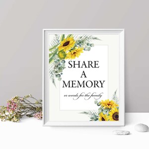 Funeral Share a Memory Sign, Floral Favorite Memory Sign, Funeral Sign ...