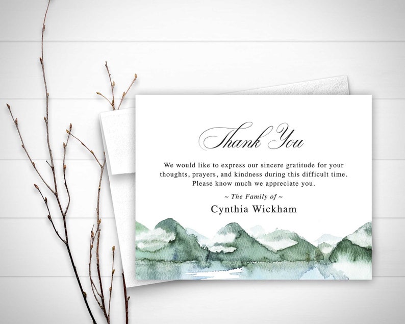 Funeral Thank You Cards Printable Funeral Thank You Notes - Etsy