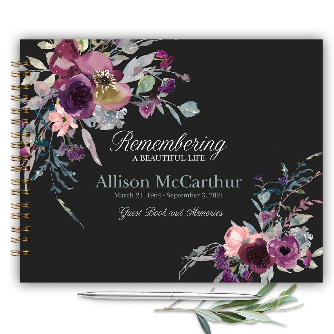 Funeral Guest Book, Remembrance Guest Book, Memorial Guestbook ...
