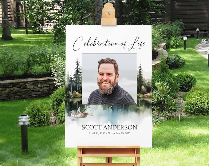 Editable Greenery Celebration of Life Welcome Sign Editable Celebration ...