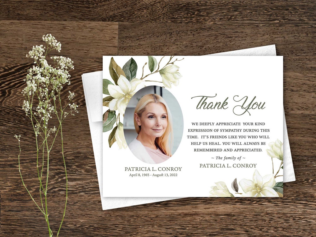 Funeral Thank You Card, Sympathy Condolence Memorial Cards | Sympathy ...
