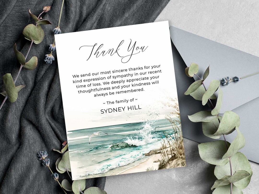 Sympathy Acknowledgement Cards, Funeral Thank You and Bereavement Notes ...