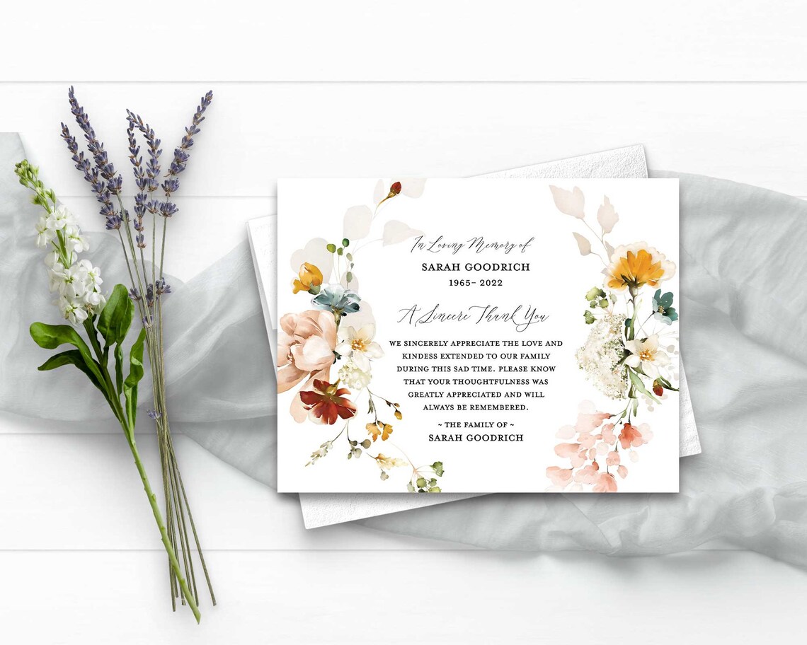 Sympathy Acknowledgement Cards Funeral Thank You and - Etsy