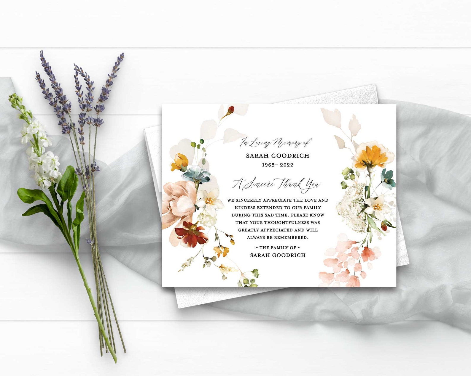Sympathy Acknowledgement Cards Funeral Thank You and - Etsy