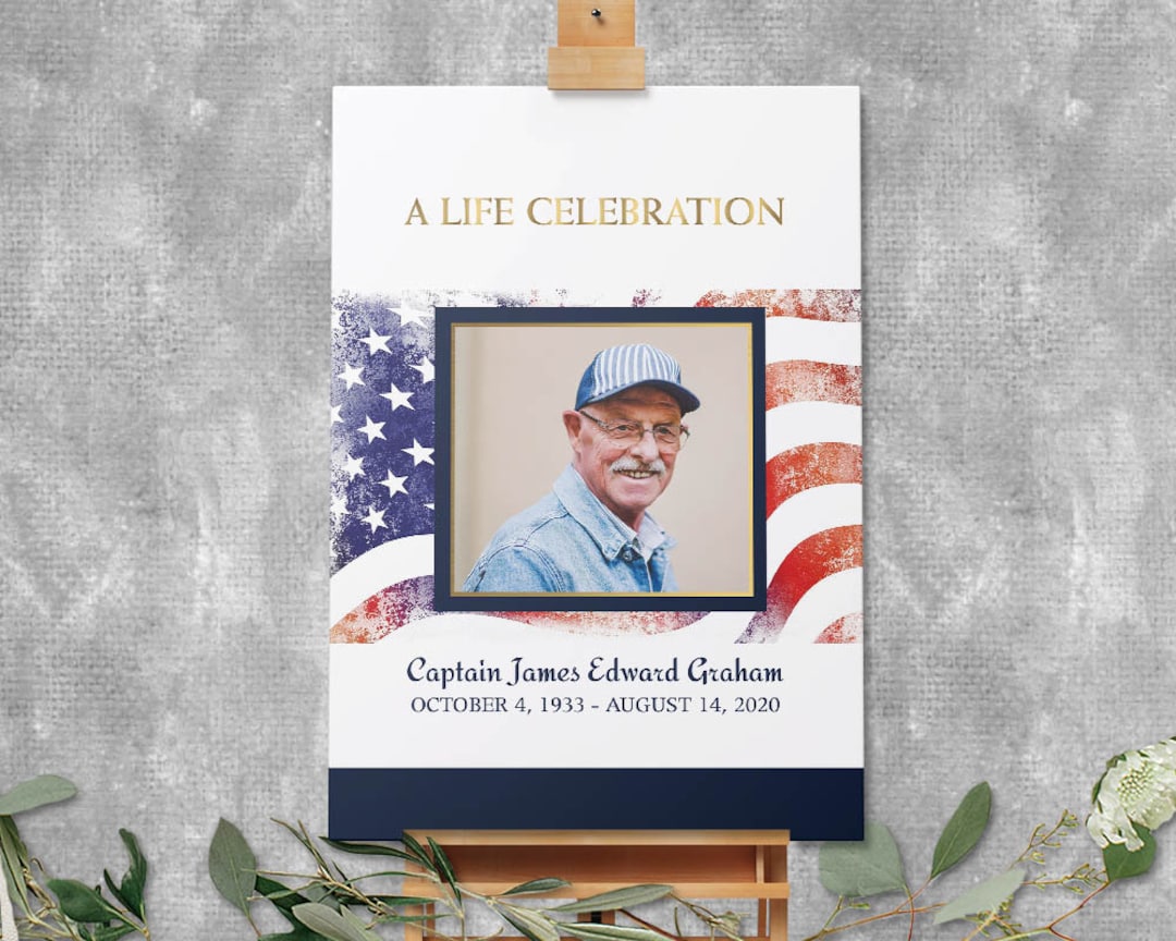 Funeral Welcome Sign Poster, Celebration of Life Poster, Military ...