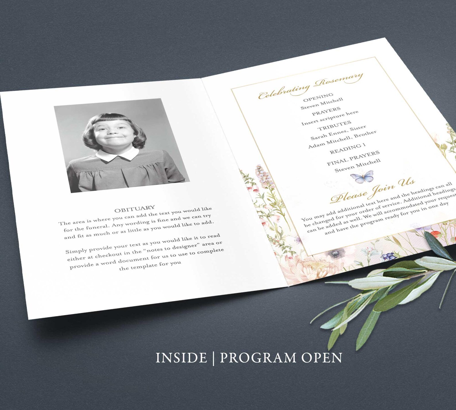 Funeral Program Template Celebration of Life Obituary Memorial or ...