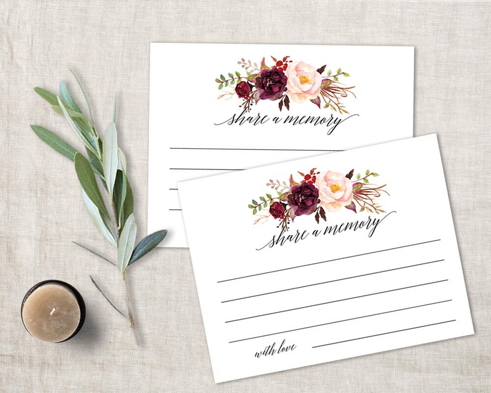 Share A Memory Printable Template Funeral Card Celebration of | Etsy