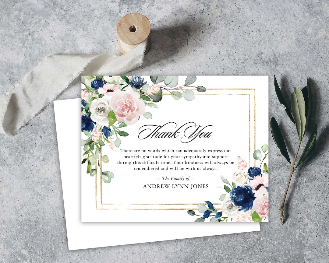 Sympathy Acknowledgement Cards, Funeral Thank You and Bereavement Notes ...