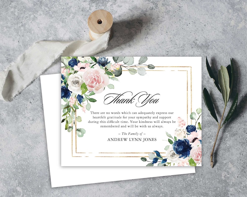 Sympathy Acknowledgement Cards, Funeral Thank You and Bereavement Notes ...