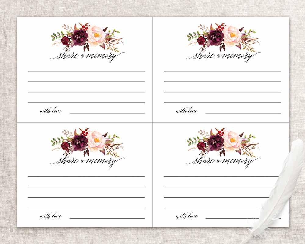 Share A Memory Printable Template Funeral Card Celebration of | Etsy