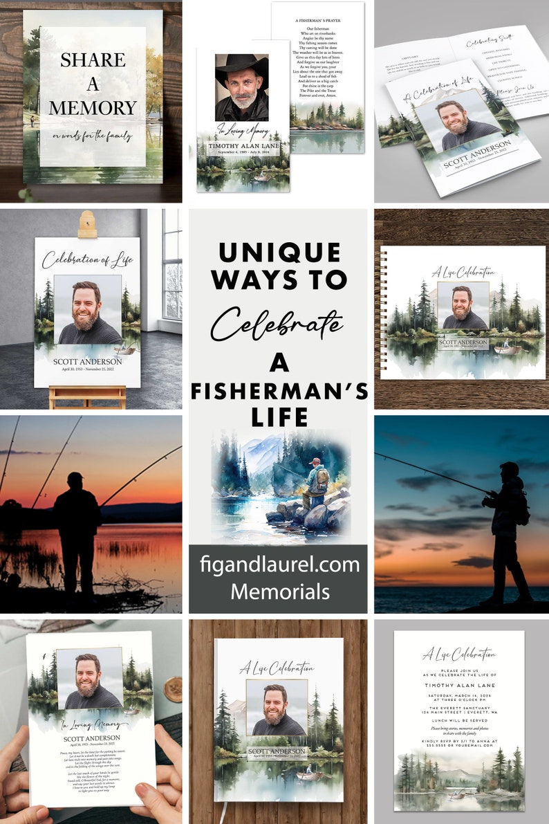 Funeral Guest Book Fishingtheme Celebration of Life Guest Registry ...