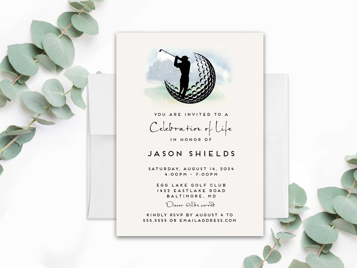 Celebration of Life Invitation Template Golf Funeral - Etsy