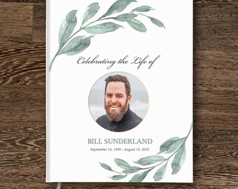 Custom Funeral Guest Book, A Life Remembered Memorial Service Hardbound ...