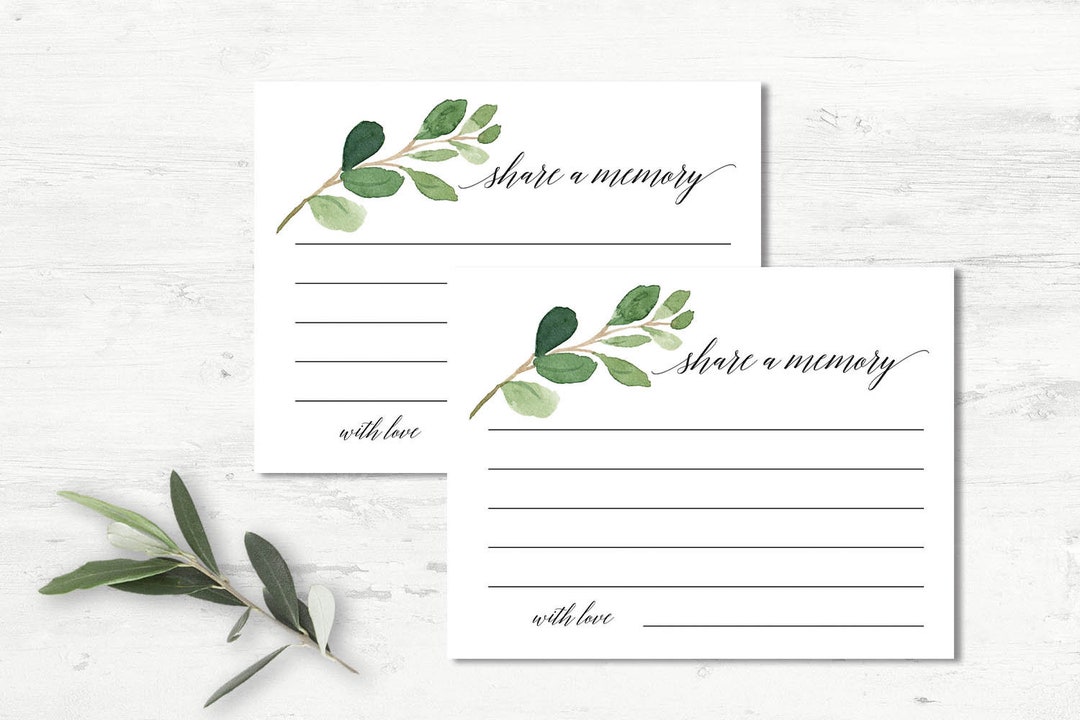 Share A Memory Card Printable Template Greenery Eucalyptus Funeral ...