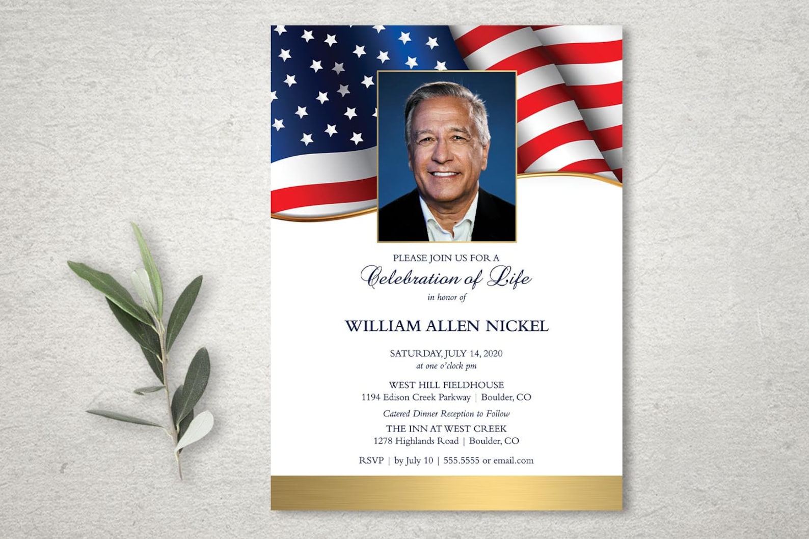 Military Funeral Invitation Template, Celebration of Life Invitation ...