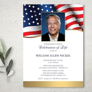Military Funeral Invitation Template, Celebration of Life Invitation ...