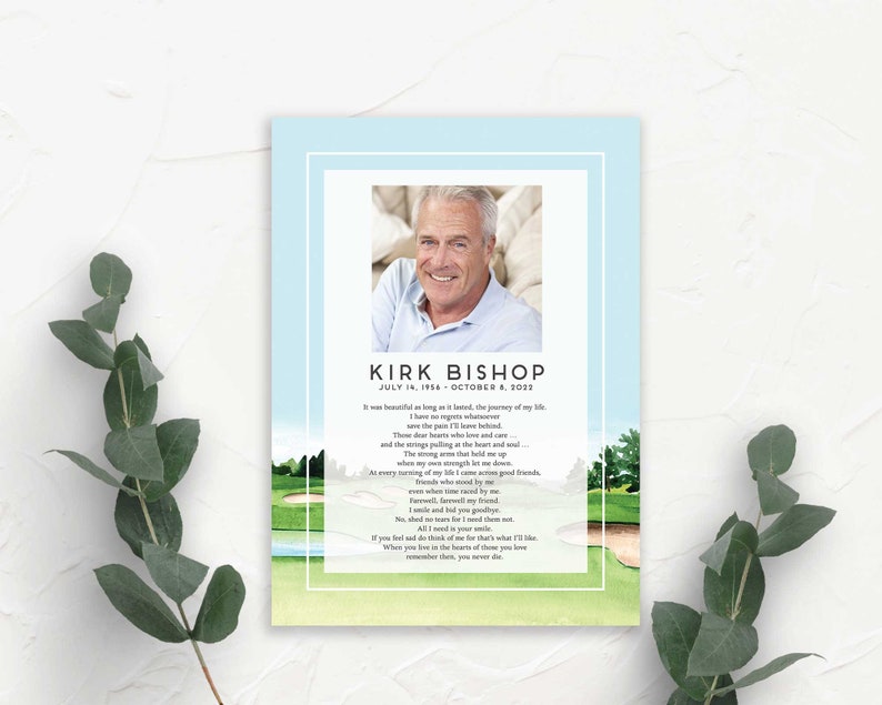Golf Funeral Ideas Memorial Poem Tribute Card Funeral - Etsy