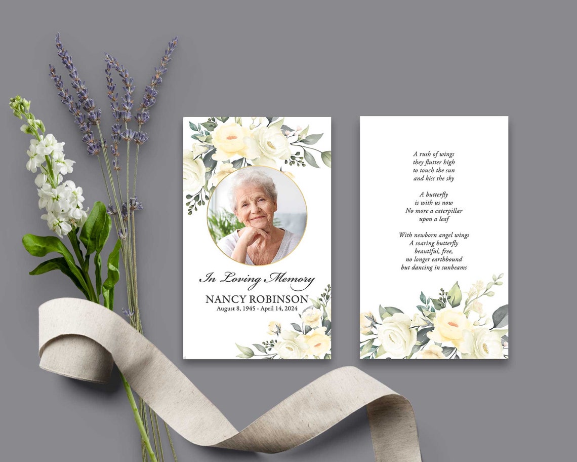 Funeral Prayer Card Template Memorial Prayer Card Template - Etsy