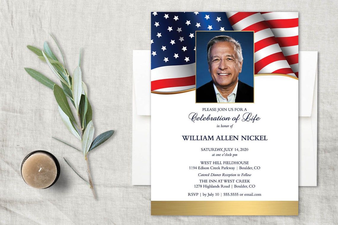Military Funeral Invitation Template, Celebration of Life Invitation ...