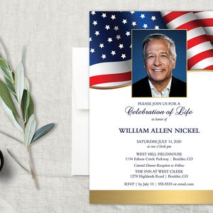 Military Funeral Invitation Template, Celebration of Life Invitation ...