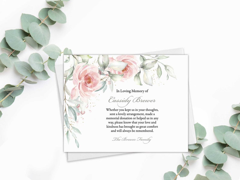 Sympathy Acknowledgement Cards Funeral Thank You and - Etsy