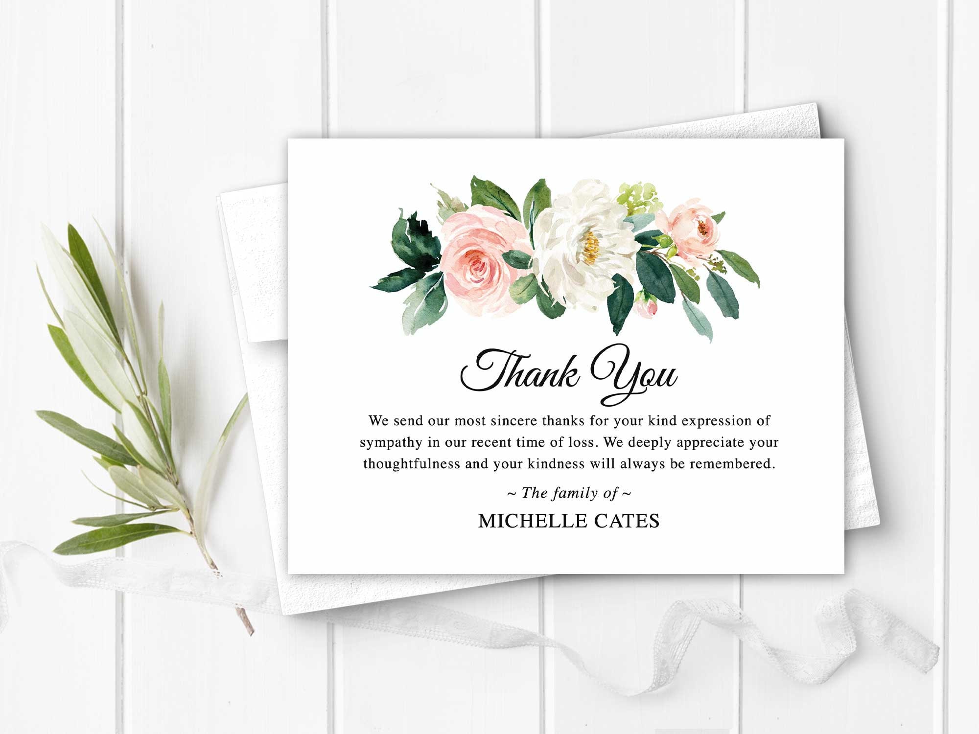 Sympathy Acknowledgement Cards, Funeral Thank You and Bereavement Notes ...