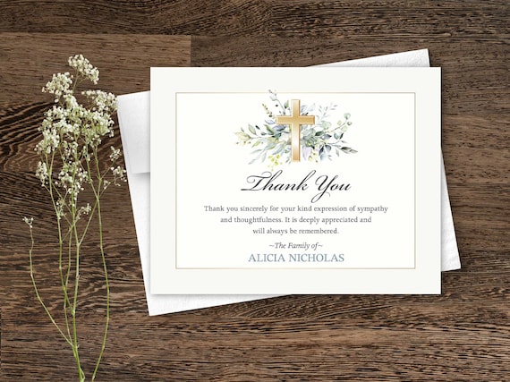 Funeral Thank You Cards Printable Funeral Bereavement Notes - Etsy