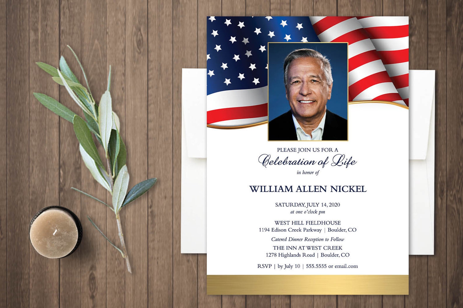 Military Funeral Invitation Template, Celebration of Life Invitation ...