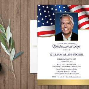 Military Funeral Invitation Template, Celebration of Life Invitation ...