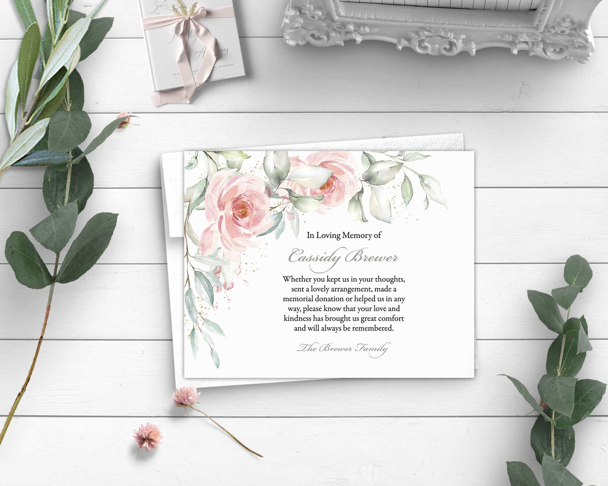 Sympathy Acknowledgement Cards Funeral Thank You and - Etsy