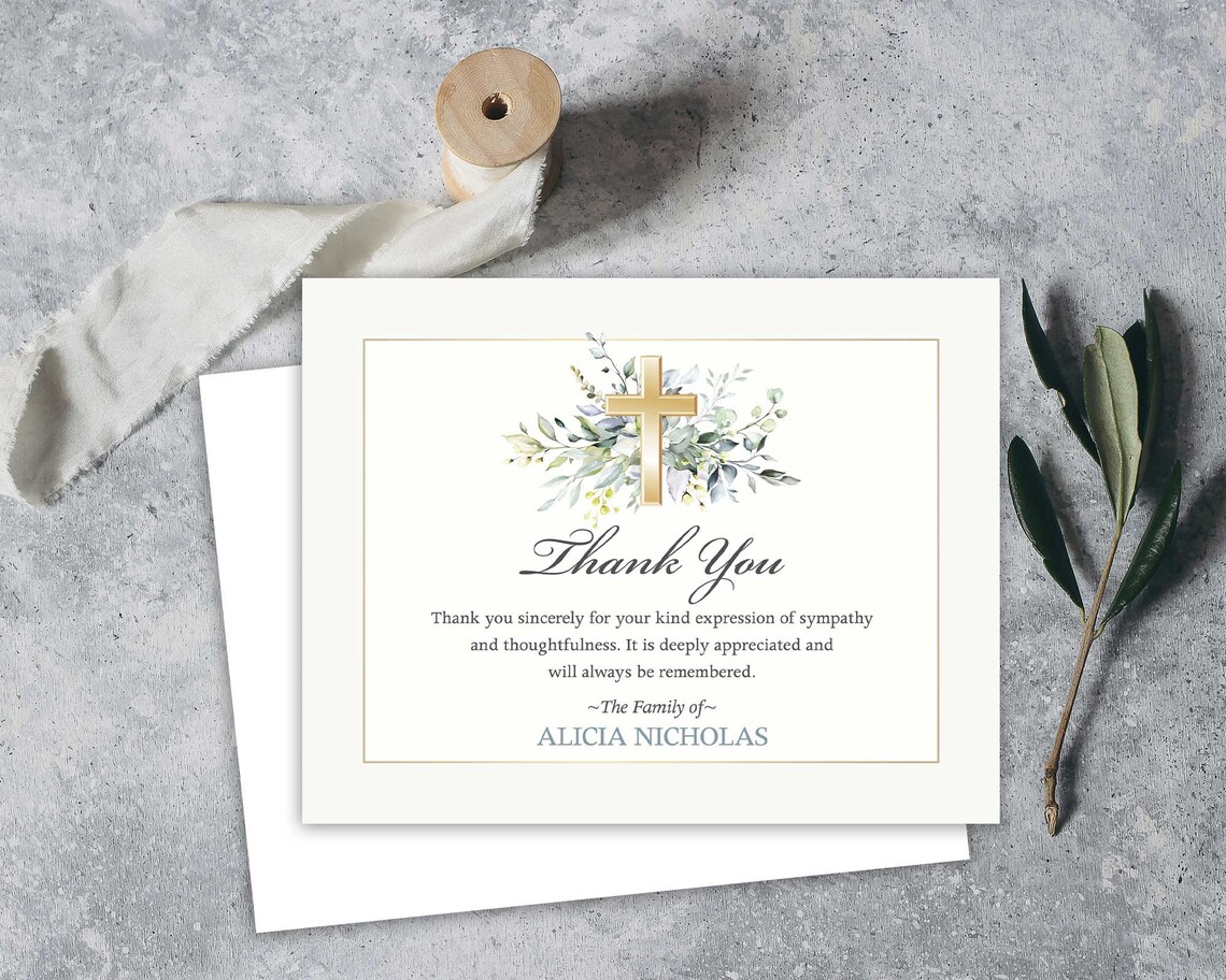 Funeral Thank You Cards Printable Funeral Bereavement Notes - Etsy