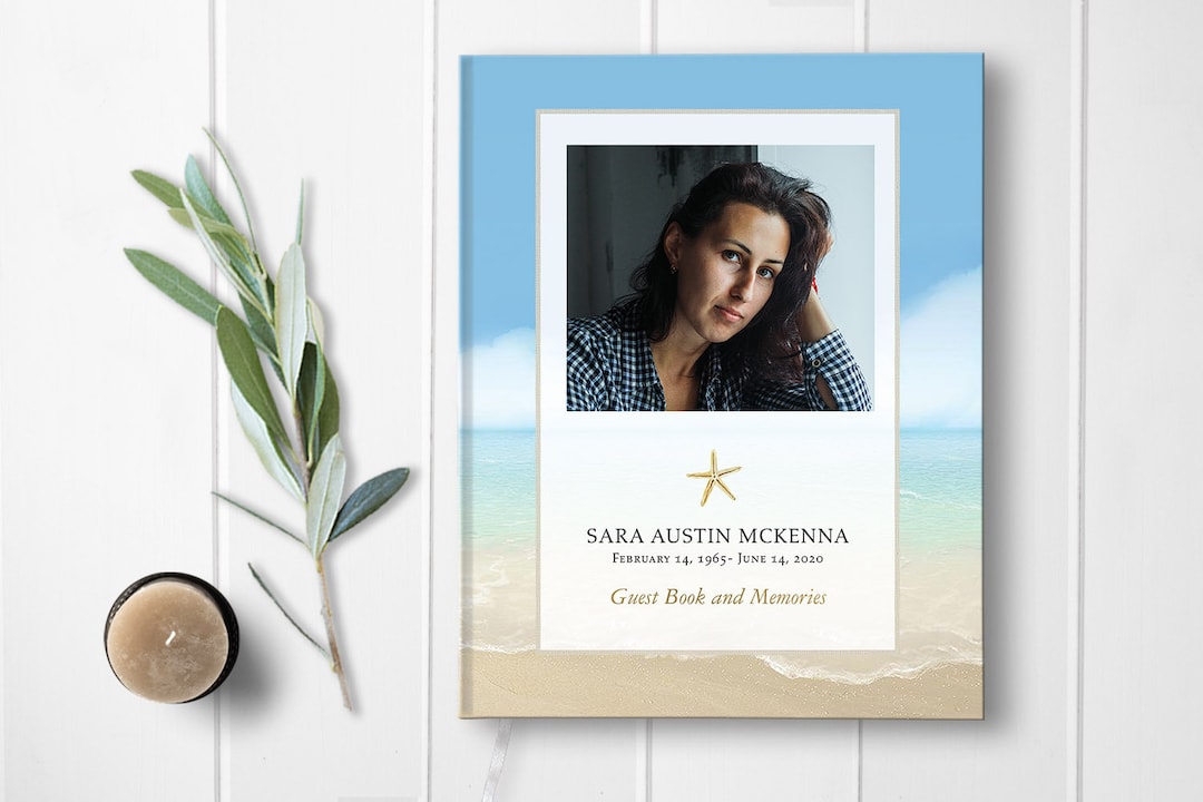 Funeral Guest Book Ocean Beach Theme Celebration of Life Guest Registry ...