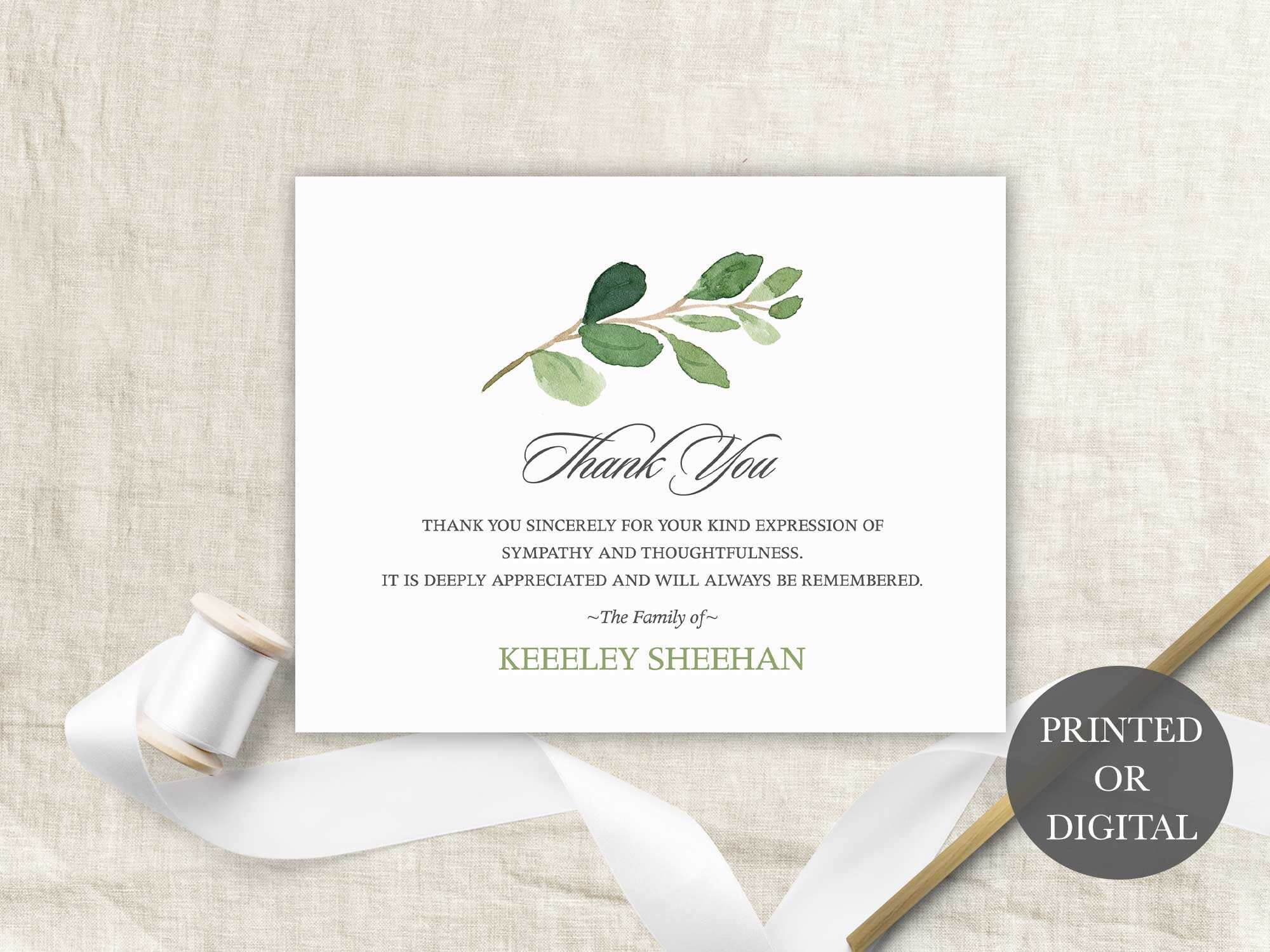 Funeral Thank You Cards Printable Funeral Thank You Notes - Etsy Canada
