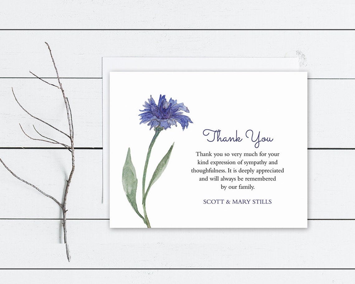 Funeral Acknowledgement Card Template Sympathy Thank You Note | Etsy