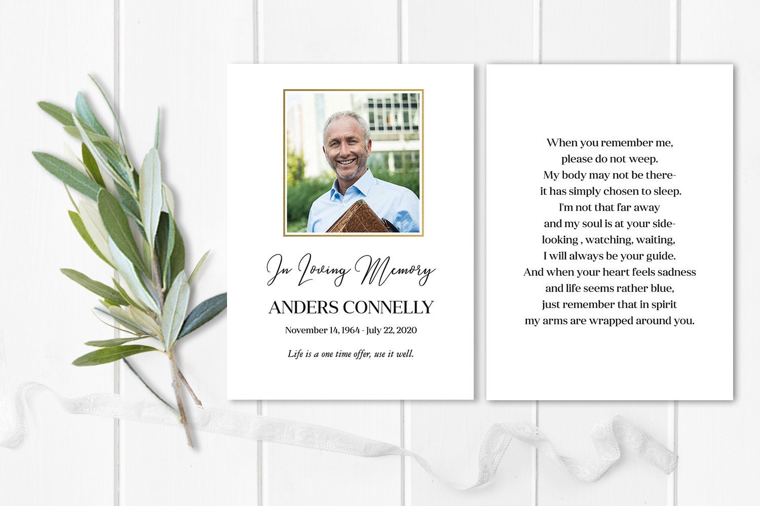 Funeral Card Printable Mass Card With Photo Template 2.5 X - Etsy