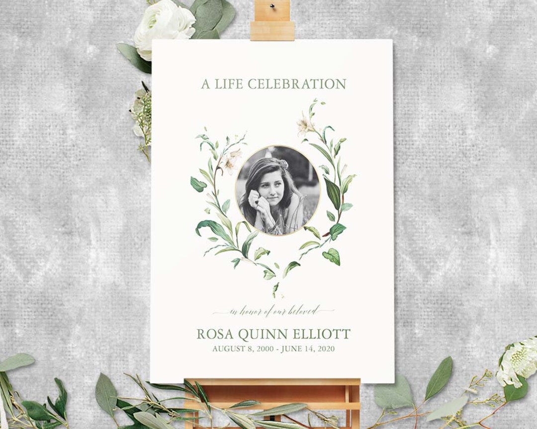 Welcome Sign Celebration of Life, Funeral Sign, Greenery Photo Memorial ...